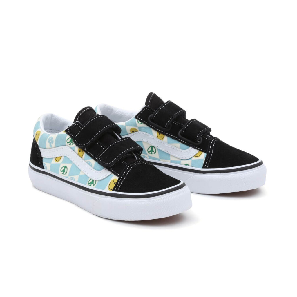 Vans Kids Old Skool Velcro Shoes (4-8 Years) - Black/Blue (VN0A38HDBML ...